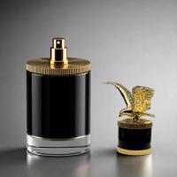 China Luxury 3D Spread Wings Eagle Zamac Perfume Cap Gold Plated Textured Flying Hawk Sculpture Vertical Fluted Base Fragrance Lid Zinc Alloy Parfum Bottle Cover Custom Logo FEA15 For Perfume Bottle for sale