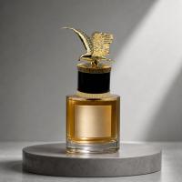 China Luxury 3D Spread Wings Eagle Zamac Perfume Cap Gold Plated Textured Flying Hawk Sculpture Vertical Fluted Base Fragrance Lid Zinc Alloy Parfum Bottle Cover Custom Logo FEA15 For Perfume Bottle for sale