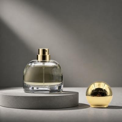 China Luxury Mirror Gloss Solid Smooth Sphere Zamac Perfume Cap Gold Plated Plain Round Ball Fragrance Lid Zinc Alloy Metal Parfum Bottle Cover Custom Logo FEA15 For Dubai Oud Attar Perfume Bottle for sale