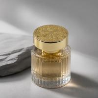 China Luxury Mushroom Round Zamac Perfume Cap Gold Plated 3D Embossed Arabic Star Geometric Pattern Fragrance Lid Zinc Alloy Metal Parfum Bottle Cover Custom Logo FEA15 For Perfume Bottle for sale