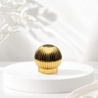 China Wholesale High Gloss Gold Striped Ribbed Pumpkin Ball Perfume Bottle Cap Vertical Line Spherical Zamac Closure OEM Custom Engrave Logo Middle East Luxury Fragrance Packaging for sale