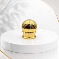 China Wholesale High Gloss Gold Vertical Line Pumpkin Ball Perfume Bottle Cap With Double Tier Base Ribbed Spherical Zamac Closure OEM Custom Engrave Logo Middle East Luxury Fragrance Packaging for sale