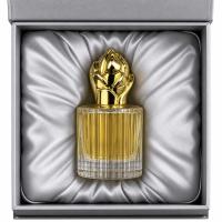 China Hot Selling Dubai Saudi Luxury Mirror Gold 3D Magnolia Flower Bud Zamac Perfume Cap Floral Metal Oud Attar Bottle Cover Custom Engraved Logo for sale