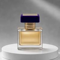 China Purple Velvet Square Top Embossed Arrow Dot Gold Zinc Alloy Perfume Cap Custom Logo Metal Fragrance Lid Model For Luxury Empty Designer Glass Perfume Cosmetic Packaging for sale