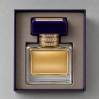 China Purple Velvet Square Top Embossed Arrow Dot Gold Zinc Alloy Perfume Cap Custom Logo Metal Fragrance Lid Model For Luxury Empty Designer Glass Perfume Cosmetic Packaging for sale