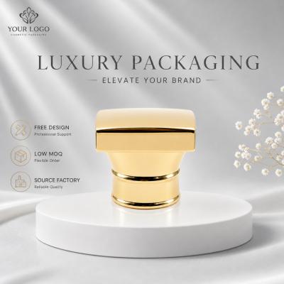 China Mirror Gold Curved Rectangle Waisted Double Ring Zinc Alloy Perfume Cap Custom Logo Metal Fragrance Lid Model JH5039 For Luxury Empty Designer Glass Perfume Cosmetic Packaging for sale