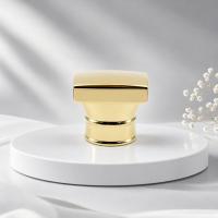 China Mirror Gold Curved Rectangle Waisted Double Ring Zinc Alloy Perfume Cap Custom Logo Metal Fragrance Lid Model JH5039 For Luxury Empty Designer Glass Perfume Cosmetic Packaging for sale