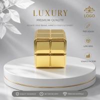 China Mirror Gold Rubik Cube Grid Square Zinc Alloy Perfume Cap Custom Embossed Block Metal Fragrance Lid For Luxury Designer Empty Glass Perfume Bottle for sale
