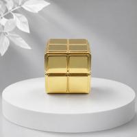 China Mirror Gold Rubik Cube Grid Square Zinc Alloy Perfume Cap Custom Embossed Block Metal Fragrance Lid For Luxury Designer Empty Glass Perfume Bottle for sale