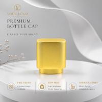China Source Factory Custom Logo Matte Gold Round Corner Square Zinc Alloy Perfume Cap Low MOQ Two Step Metal Scent Cover For Cosmetic Perfume Bottle Packaging for sale