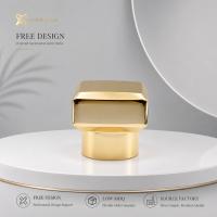 China Mirror Gold Beveled Square Two-Tier Zinc Alloy Perfume Cap Custom Polished Metal Fragrance Lid For Luxury Designer Empty Glass Perfume Bottle for sale