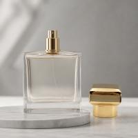 China Mirror Gold Beveled Square Two-Tier Zinc Alloy Perfume Cap Custom Polished Metal Fragrance Lid For Luxury Designer Empty Glass Perfume Bottle for sale