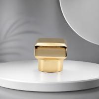 China Mirror Gold Beveled Square Two-Tier Zinc Alloy Perfume Cap Custom Polished Metal Fragrance Lid For Luxury Designer Empty Glass Perfume Bottle for sale