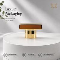 China Mirror Gold Horizontal Rectangle Zinc Alloy Perfume Cap Custom Two Tier Metal Fragrance Lid Model JH5045 For Luxury Designer Empty Glass Perfume Bottle for sale