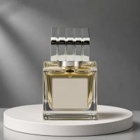 China Mirror Silver Vertical Striped Square Zinc Alloy Perfume Cap Custom Grooved Grid Metal Fragrance Lid Model JH5047 For Luxury Designer Empty Glass Perfume Bottle for sale