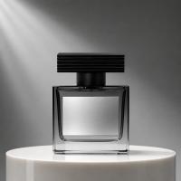 China Matte Black Horizontal Ribbed Rectangle Zinc Alloy Perfume Cap Custom Striped Metal Fragrance Lid Model JH5082 For Luxury Designer Empty Glass Perfume Bottle for sale