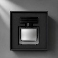 China Matte Black Horizontal Ribbed Rectangle Zinc Alloy Perfume Cap Custom Striped Metal Fragrance Lid Model JH5082 For Luxury Designer Empty Glass Perfume Bottle for sale