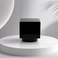 China Gloss Solid Black Square Zinc Alloy Perfume Cap Custom Smooth Cube Metal Fragrance Lid Model JH5080 For Luxury Empty Designer Glass Perfume Bottle for sale