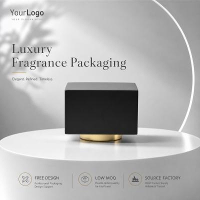 China Two-Tone Matte Black Square Gold Base Zinc Alloy Perfume Cap Custom Rectangle Metal Fragrance Lid Model JH5081 For Luxury Designer Glass Perfume Bottle for sale
