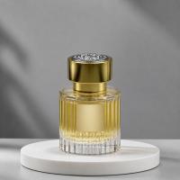 China Two-Tier Matte Gold Zinc Alloy Perfume Cap Custom Embossed Silver Pattern Top Metal Fragrance Lid Model JH5021 For Luxury Designer Perfume Glass Bottle for sale