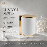 China White Leather Wrap Gold Zinc Alloy Perfume Cap Custom Side Handle Fragrance Lid JMS032 For Luxury Designer Empty Glass Perfume Cosmetic Packag for sale