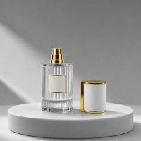 China White Leather Wrap Gold Zinc Alloy Perfume Cap Custom Side Handle Fragrance Lid JMS032 For Luxury Designer Empty Glass Perfume Cosmetic Packag for sale