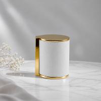 China White Leather Wrap Gold Zinc Alloy Perfume Cap Custom Side Handle Fragrance Lid JMS032 For Luxury Designer Empty Glass Perfume Cosmetic Packag for sale