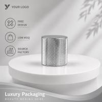 China Silver Chevron Embossed Zinc Alloy Round Perfume Cap Low MOQ Custom Brand Metal Scent Cover For Empty Luxury Perfume Glass Bottle for sale