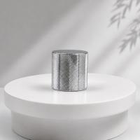 China Silver Chevron Embossed Zinc Alloy Round Perfume Cap Low MOQ Custom Brand Metal Scent Cover For Empty Luxury Perfume Glass Bottle for sale