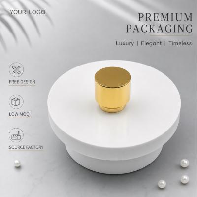 China Luxury Mirror Gold Two-Tier Cylinder Zinc Alloy Perfume Cap Custom Logo Polished Metal Fragrance Bottle Lid For Empty Designer Perfume Glass Cosmetic Packaging for sale