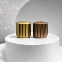 China Vintage Vertical Striped Zinc Alloy Cylinder Perfume Cap Antique Gold Bronze Metal Fragrance Bottle Lid For Luxury Perfume Glass Bottle for sale