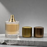 China Vintage Vertical Striped Zinc Alloy Cylinder Perfume Cap Antique Gold Bronze Metal Fragrance Bottle Lid For Luxury Perfume Glass Bottle for sale