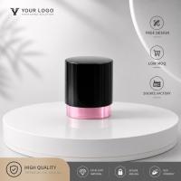 China Two-Tone Gloss Black Pink Zinc Alloy Cylinder Perfume Cap Custom Round Metal Fragrance Bottle Lid For Luxury Cosmetic Glass Perfume Bottle for sale