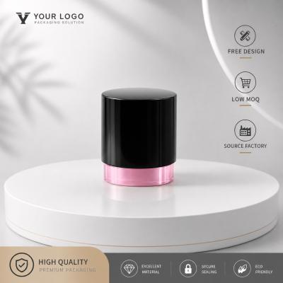 China Two-Tone Gloss Black Pink Zinc Alloy Cylinder Perfume Cap Custom Round Metal Fragrance Bottle Lid For Luxury Cosmetic Glass Perfume Bottle for sale