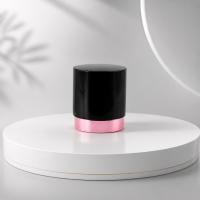 China Two-Tone Gloss Black Pink Zinc Alloy Cylinder Perfume Cap Custom Round Metal Fragrance Bottle Lid For Luxury Cosmetic Glass Perfume Bottle for sale