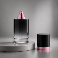 China Two-Tone Gloss Black Pink Zinc Alloy Cylinder Perfume Cap Custom Round Metal Fragrance Bottle Lid For Luxury Cosmetic Glass Perfume Bottle for sale