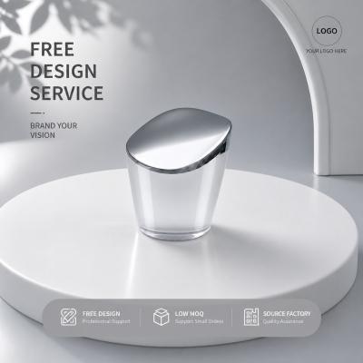 China Mirror Silver Slanted Top Irregular Cone Zinc Alloy Perfume Cap Custom Unique Curved Metal Fragrance Lid For Luxury Perfume Glass Bottle for sale