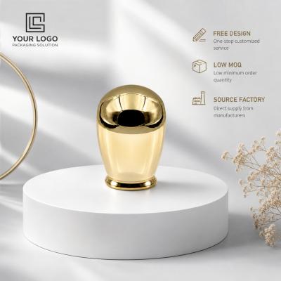 China Luxury Mirror Gold Oval Dome Zinc Alloy Perfume Cap Custom Curved Metal Fragrance Bottle Lid For Cosmetic Perfume Glass Bottle for sale