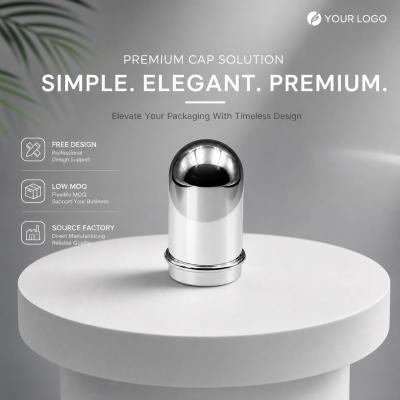 China Mirror Silver Dome Top Zinc Alloy Perfume Cap Custom Round Cylinder Metal Fragrance Bottle Lid For Luxury Perfume Glass Bottle for sale
