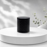 China Luxury Diamond Embossed Black Zinc Alloy Perfume Cap Custom Cylinder Metal Fragrance Bottle Lid For Cosmetic Glass Bottle for sale