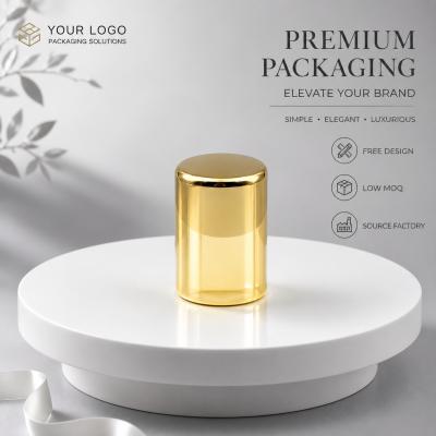 China Luxury Polished Gold Zinc Alloy Perfume Bottle Cap Custom Cylinder Metal Fragrance Cap For Cosmetic Glass Bottle for sale
