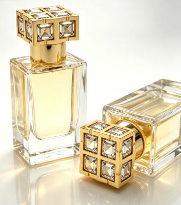 China Luxury Gold Plated Diamond Inlaid Customizable Design Perfume Bottle Cap for Elegant Fragrance Packaging for sale