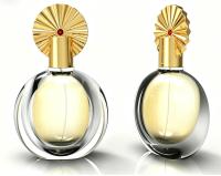 China Luxury Fan Shaped Zamac Perfume Cap with Inlaid Red Crystal Gold Plated Fragrance Bottle Lid for sale