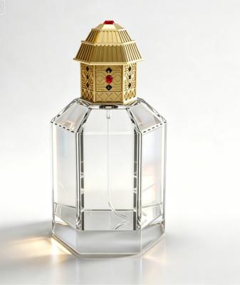 China Luxury Pagoda Hollow Zamac Perfume Cap Gold Plated Decorative Bottle Lid for sale