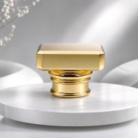 China Source Factory Mirror Gold Beveled Rectangle Multi Ring Zinc Alloy Perfume Cap Custom Polished Metal Fragrance Lid For Luxury Designer Empty Glass Perfume Bottle Packaging for sale