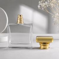 China Source Factory Mirror Gold Beveled Rectangle Multi Ring Zinc Alloy Perfume Cap Custom Polished Metal Fragrance Lid For Luxury Designer Empty Glass Perfume Bottle Packaging for sale
