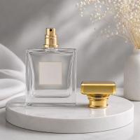 China Source Factory Mirror Gold Beveled Rectangle Multi Ring Zinc Alloy Perfume Cap Custom Polished Metal Fragrance Lid For Luxury Designer Empty Glass Perfume Bottle Packaging for sale