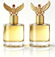 China Magnetic Eagle Wing Perfume Cap with Red Rhinestone Gold Plated Bottle Lid for sale