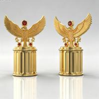 China Magnetic Eagle Wing Perfume Cap with Red Rhinestone Gold Plated Bottle Lid for sale