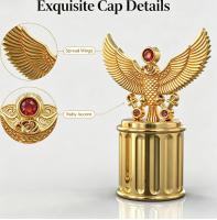 China Magnetic Eagle Wing Perfume Cap with Red Rhinestone Gold Plated Bottle Lid for sale